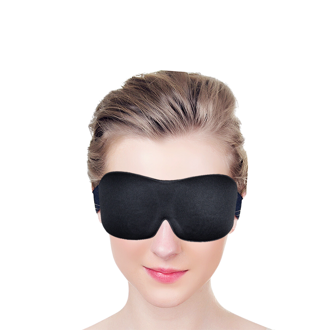 3D Contoured Sleep Mask | Black Eye Mask with Silk Travel Bag & Ear ...